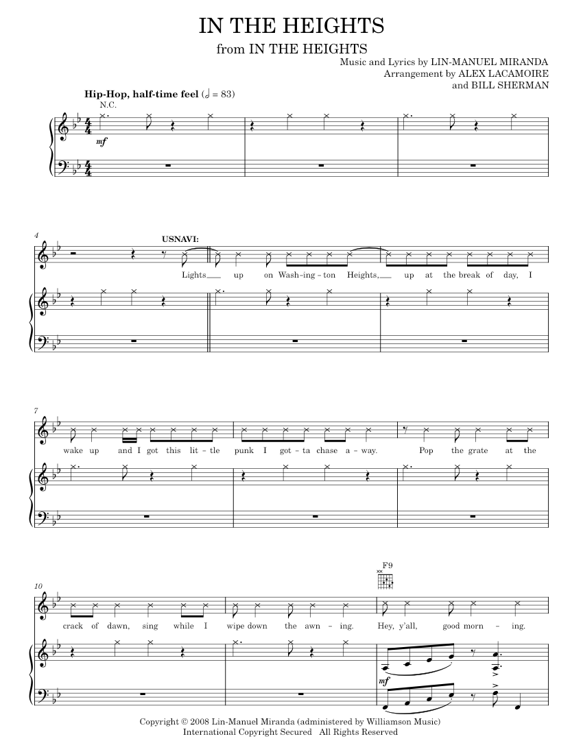 in the heights Sheet music for Piano, Vocals by Lin-Manuel Miranda ...
