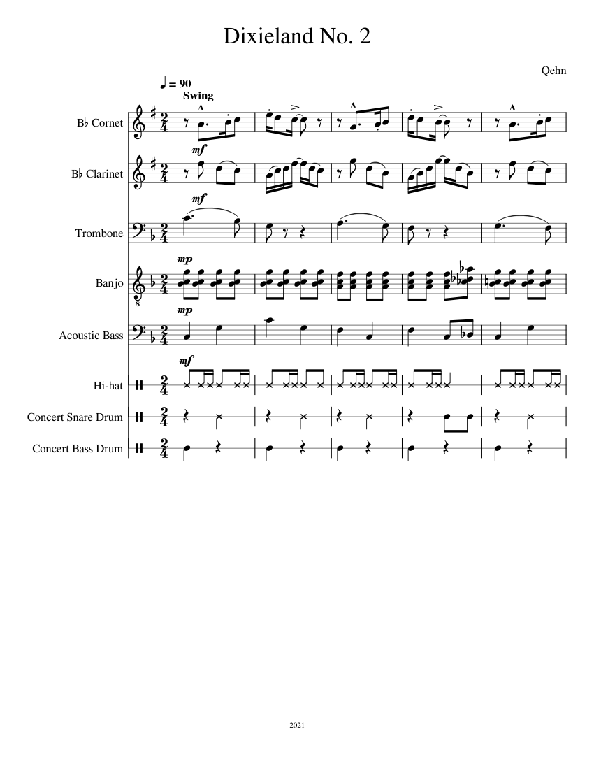 Dixieland_No._2 Sheet music for Trombone, Cornet, Clarinet in b-flat ...