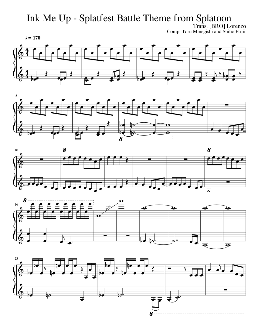 Ink Me Up - Splatoon Sheet music for Piano (Solo) | Musescore.com