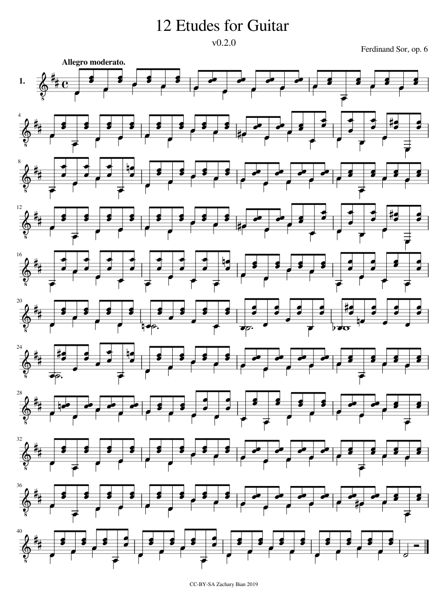 Sor-6-12 Etudes Sheet music for Guitar (Solo) | Musescore.com