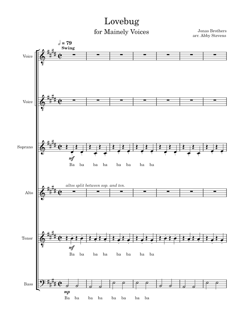 Lovebug - Jonas Brothers Sheet music for Piano, Bass guitar, Voice ...