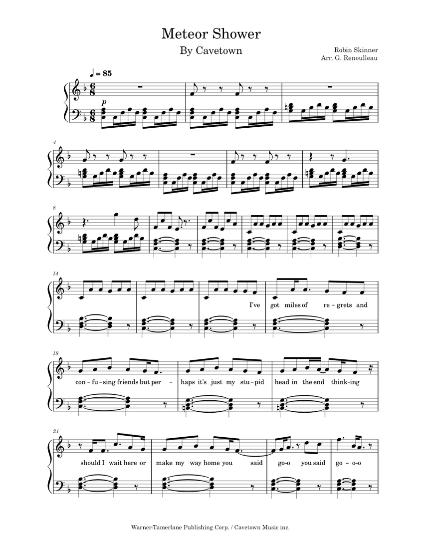 Meteor shower – cavetown Sheet music for Piano (Solo) Easy | Musescore.com