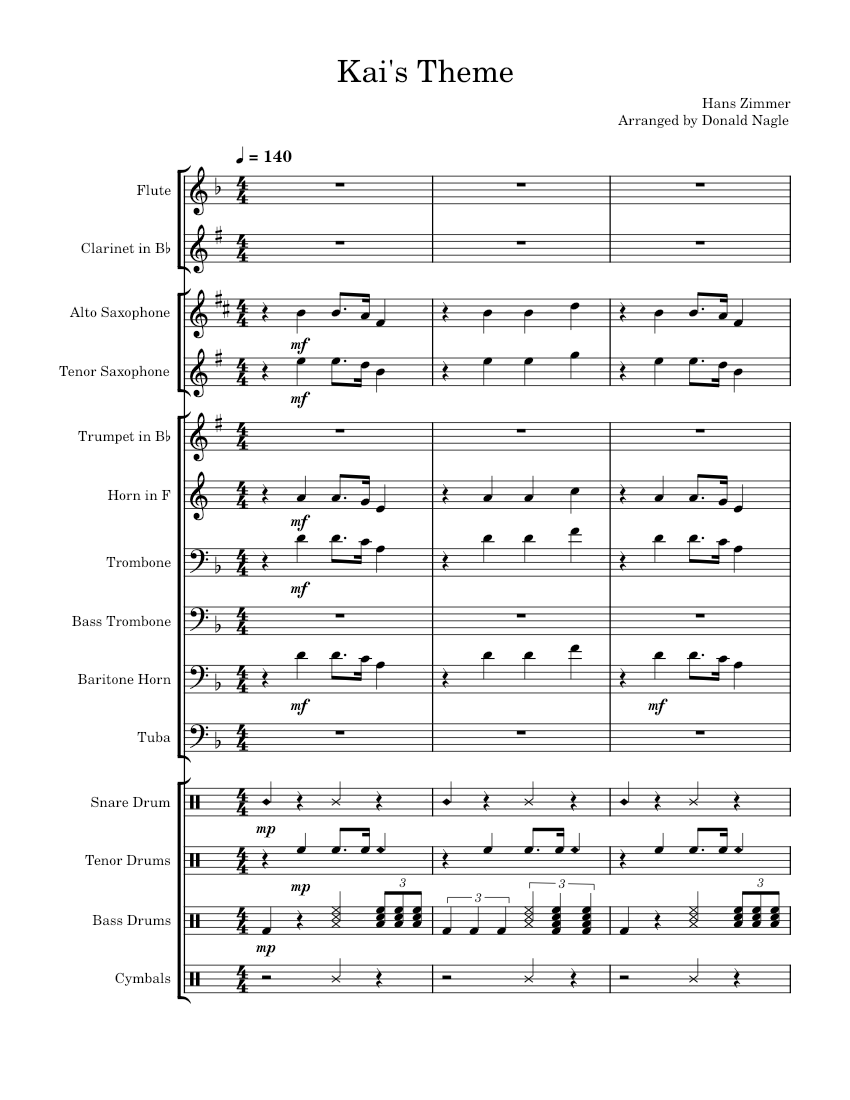 Kai's Theme – Hans Zimmer Kai's Theme- Hans Zimmer Arranged by Donald ...