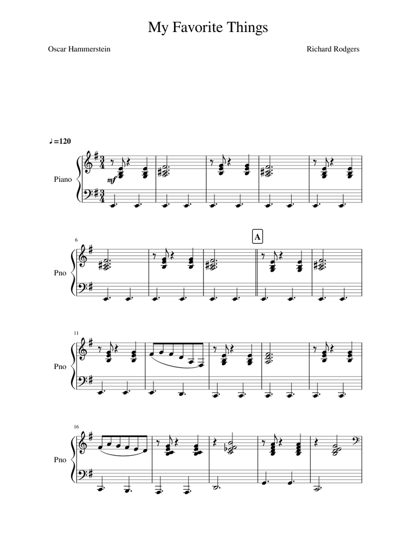 My Favorite Things Sheet music for Piano (Piano Duo) | Musescore.com