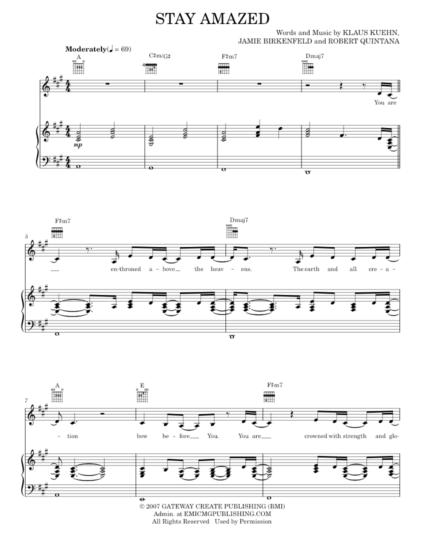 Play Official version of Stay Amazed sheet music by Robert Quintana for ...