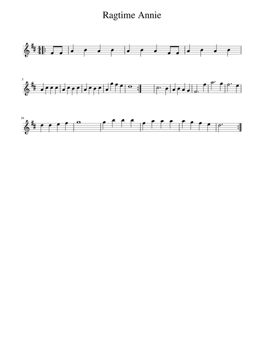 Ragtime Annie Sheet music for Piano (Solo) Easy | Musescore.com
