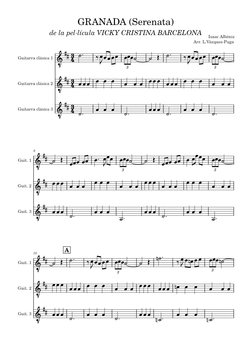 Granada – Isaac Albéniz (Serenata) ESPAIS Sheet music for Guitar ...