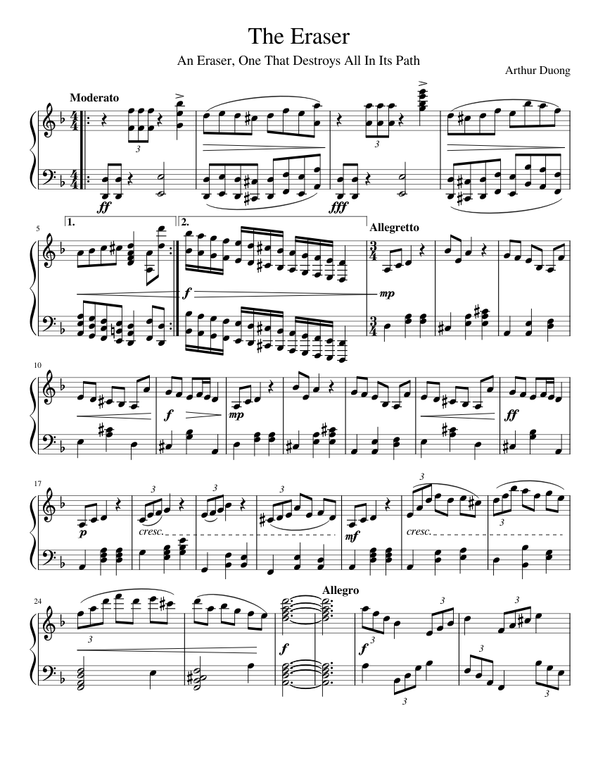 The Eraser Sheet music for Piano (Solo) | Musescore.com