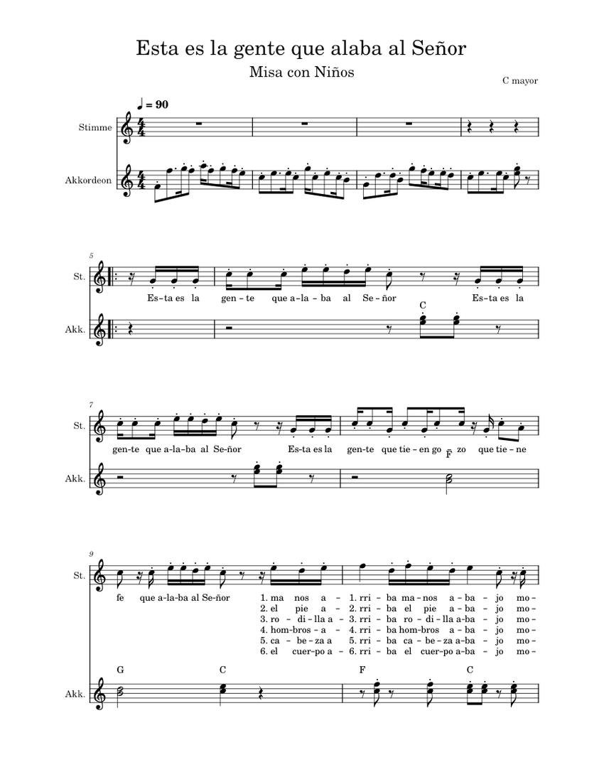Esta es la gente que alaba al Señor – Misa con Niños Sheet music for ...