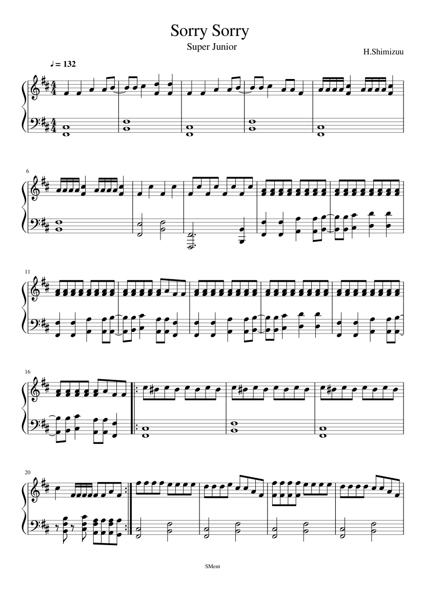 Sorry Sorry Sheet music for Piano (Solo) | Musescore.com