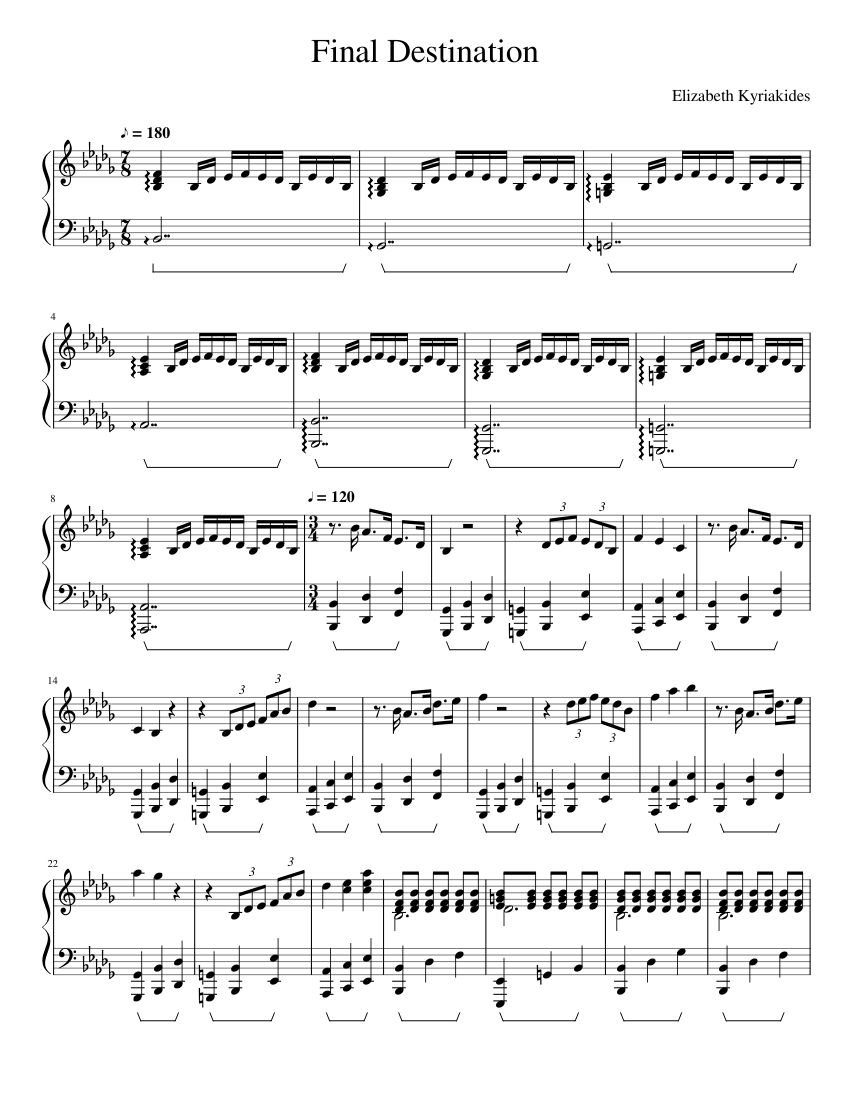 Final Destination Sheet music for Piano (Solo) | Musescore.com