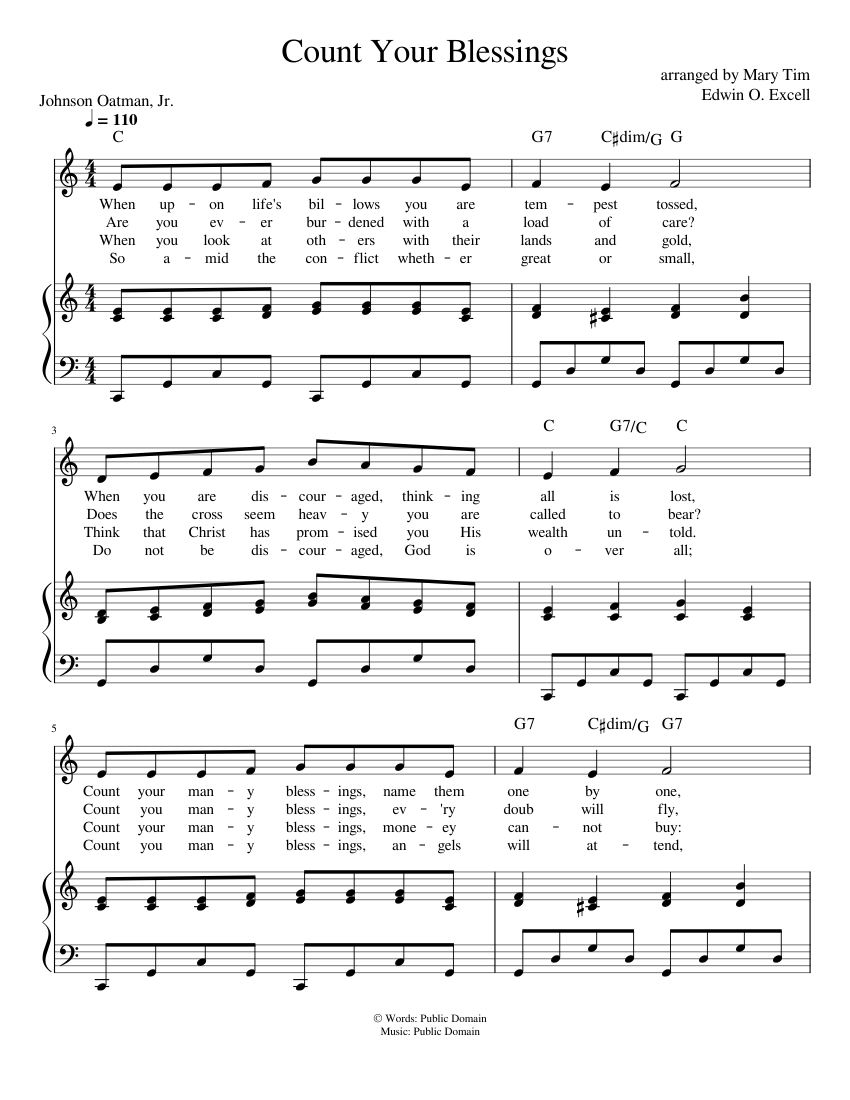 Count Your Blessings Sheet music for Piano, Vocals (Piano-Voice ...