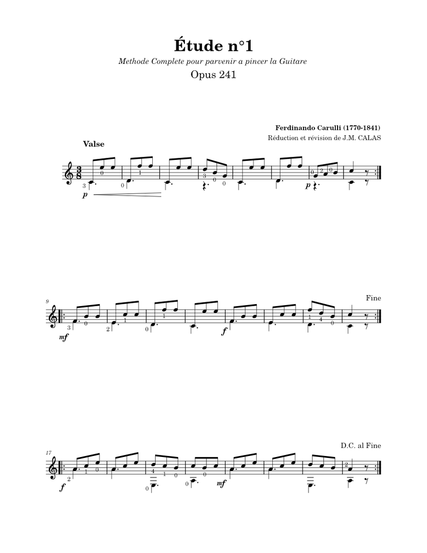 Étude n°1, Op. 241 de Ferdinando Carulli, version simplifiée Sheet music for Piano (Solo ...
