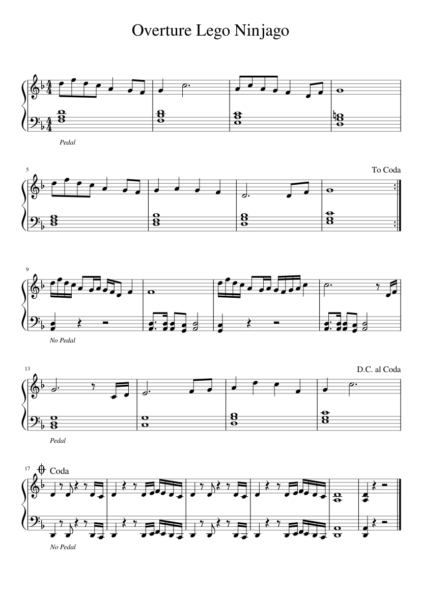 Overture Lego Ninjago Sheet music for Piano (Solo) Easy | Musescore.com