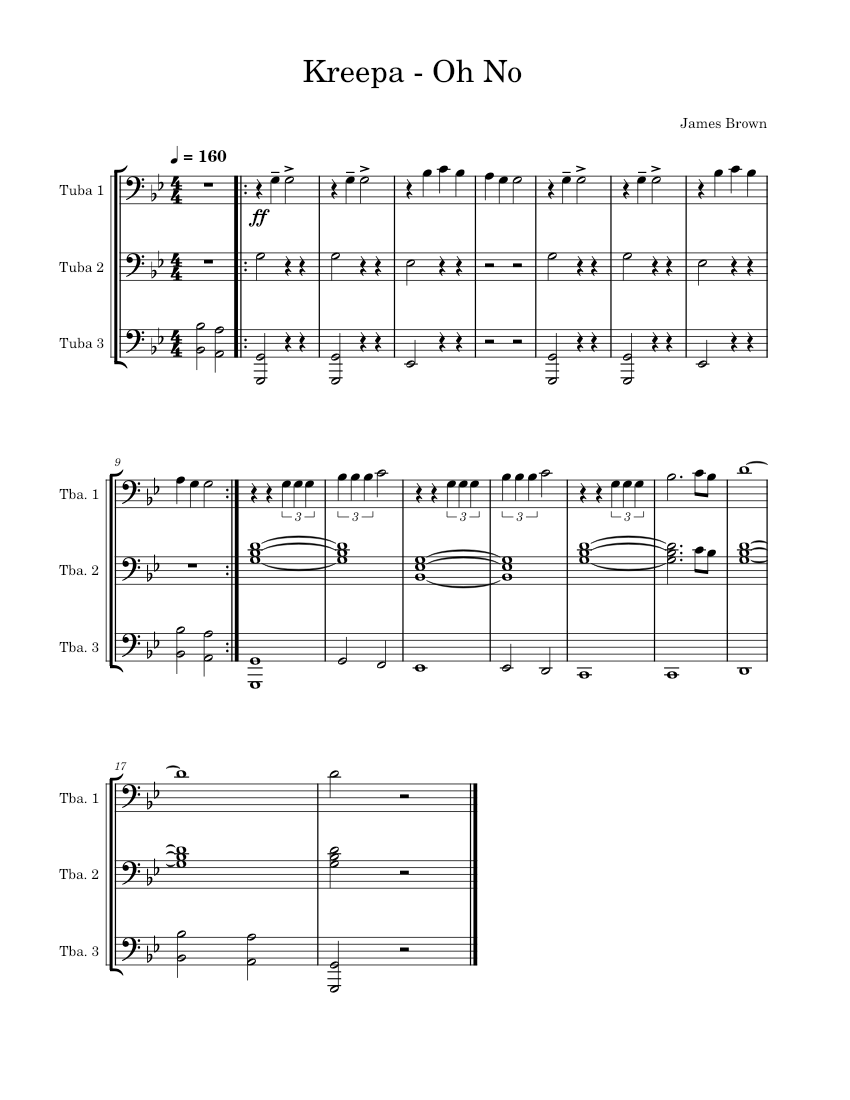 Kreepa - Oh No Sheet music for Tuba (Mixed Trio) | Musescore.com