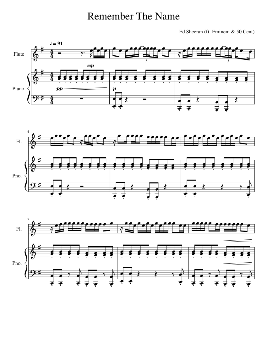 Remember The Name Sheet music for Piano, Flute, Oboe, Clarinet in b ...