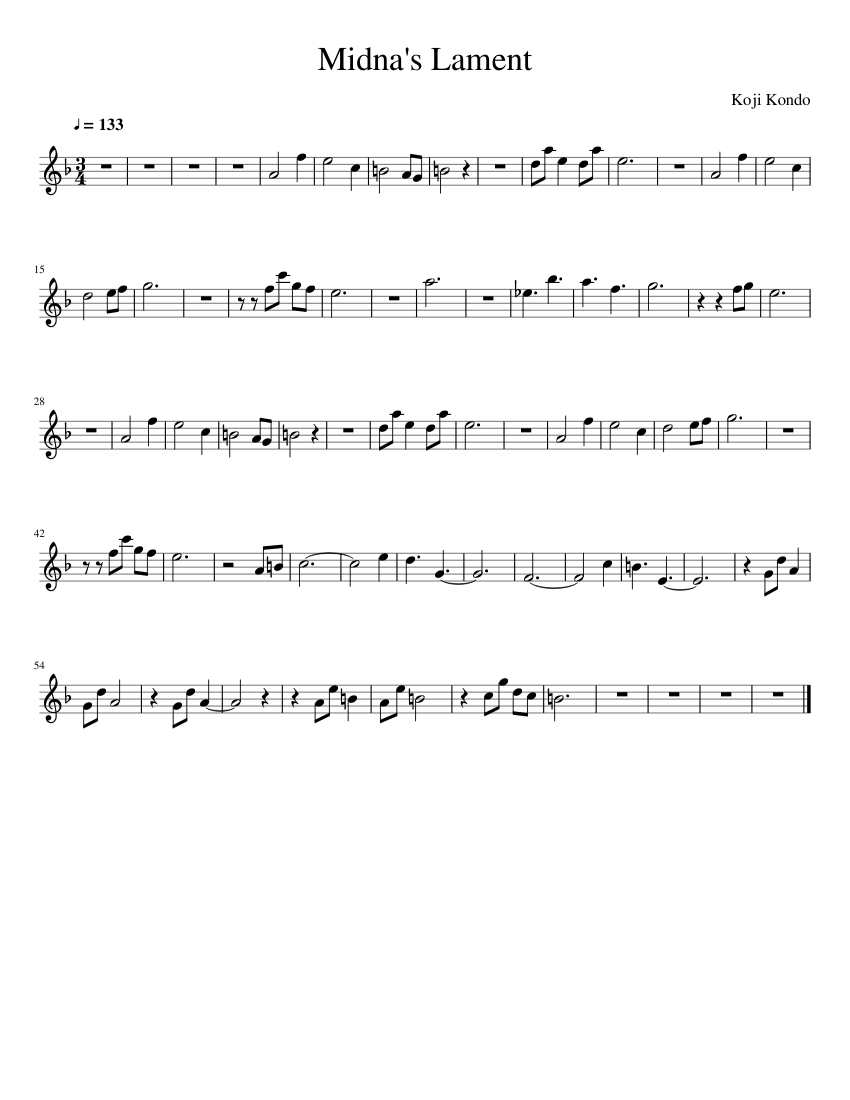 Midna's Lament Sheet music for Violin (Solo) | Musescore.com