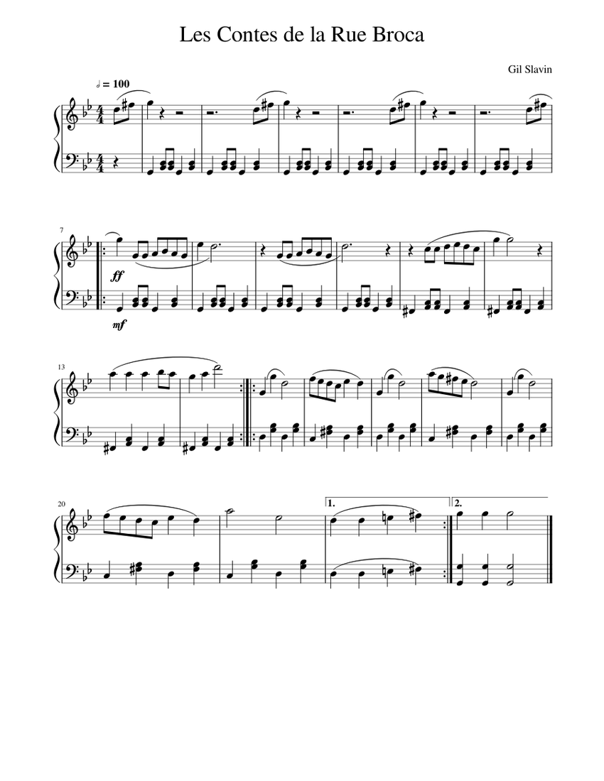 Les Contes de la Rue Broca Sheet music for Piano (Solo) Easy ...