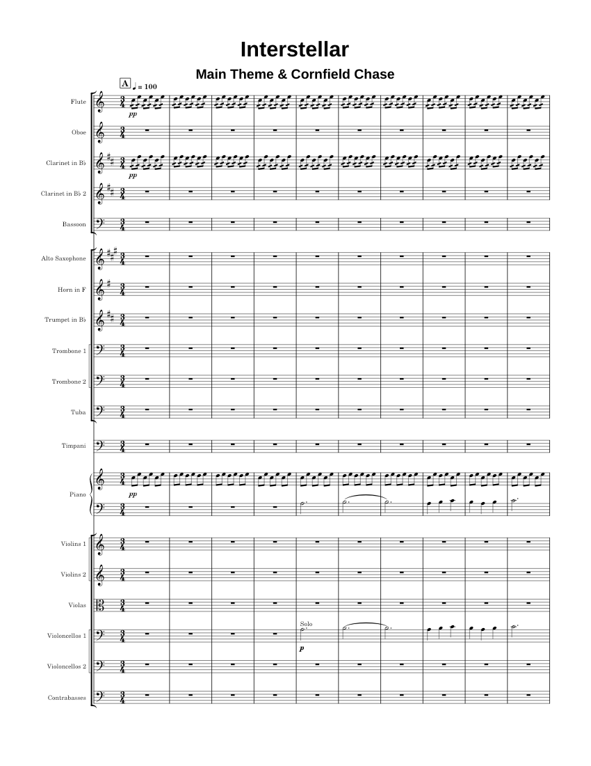 Interstellar – Hans Zimmer Interstellar – Main & Cornfield Chase Sheet ...
