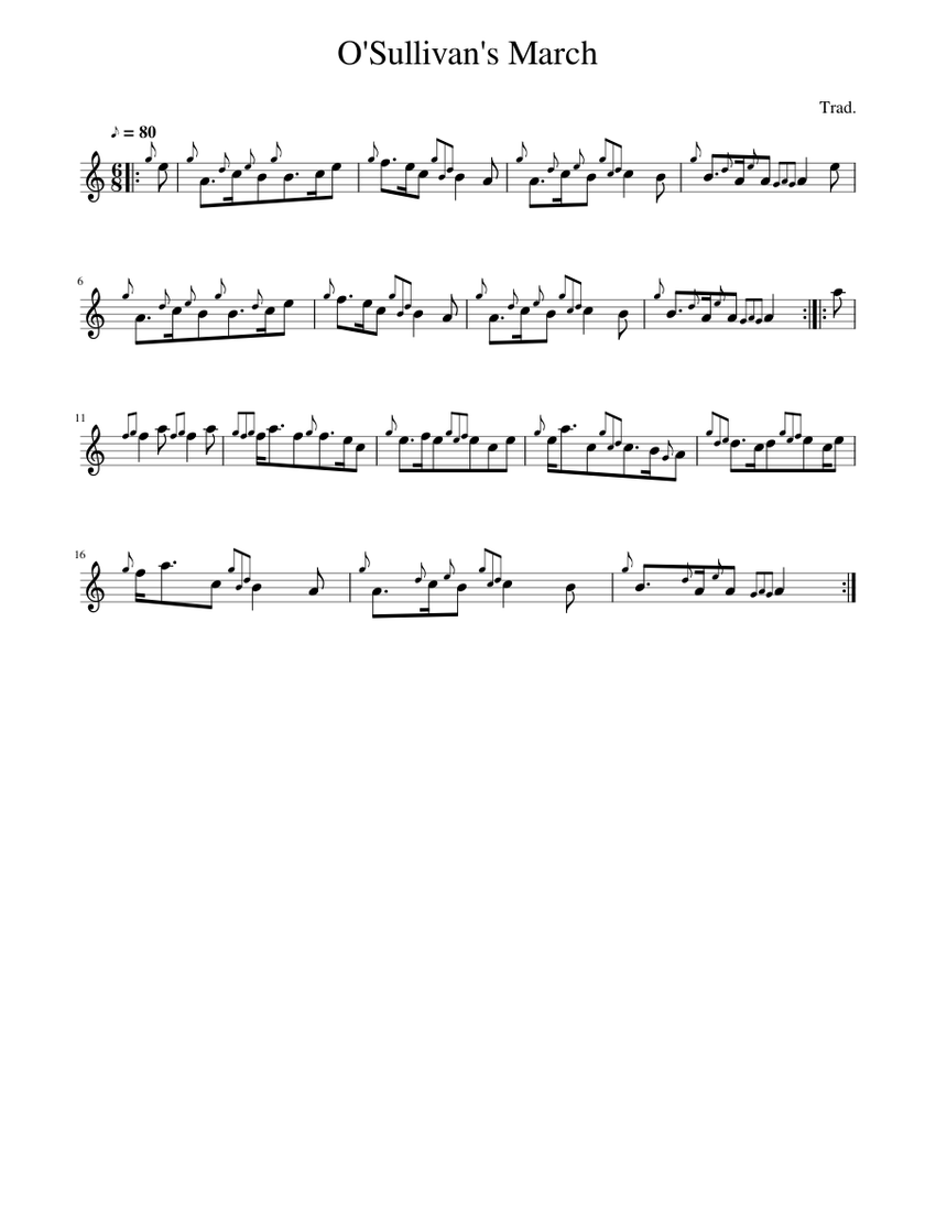 Traditional music - O'Sullivan's March Sheet music for Piano (Solo ...