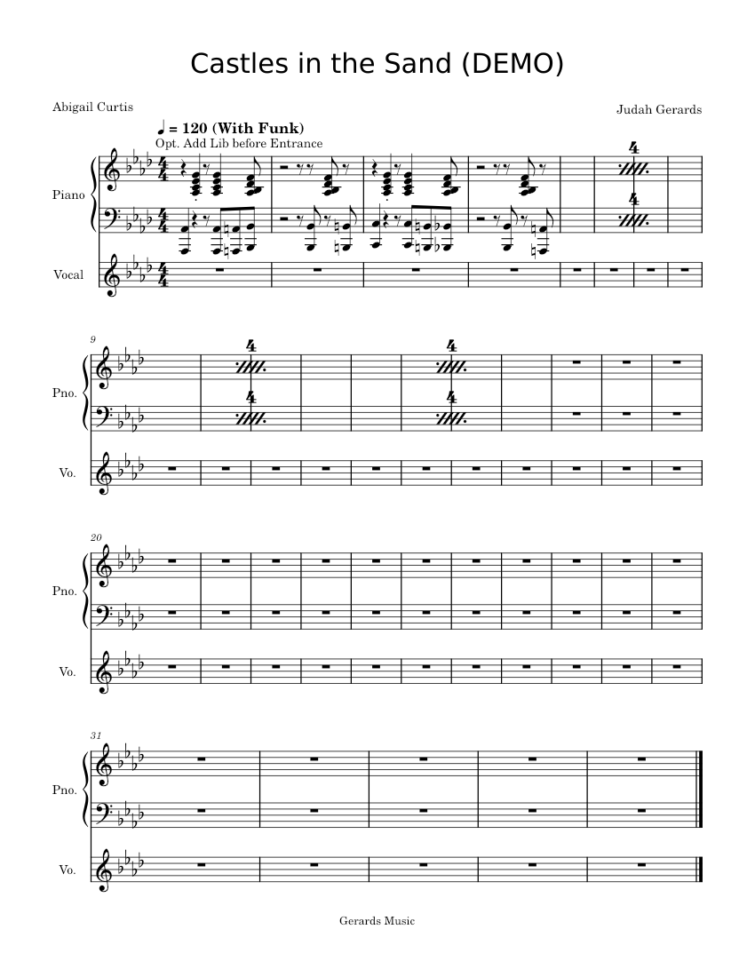 Castles in the Sand Sheet music for Piano, Synthesizer (Mixed Duet ...
