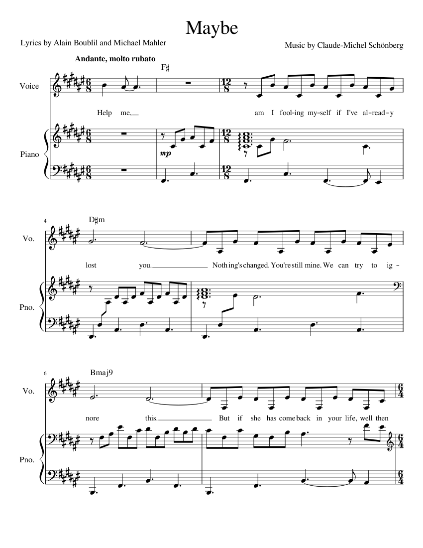 Maybe (Karaoke) Sheet music for Piano, Vocals (Piano-Voice) | Musescore.com