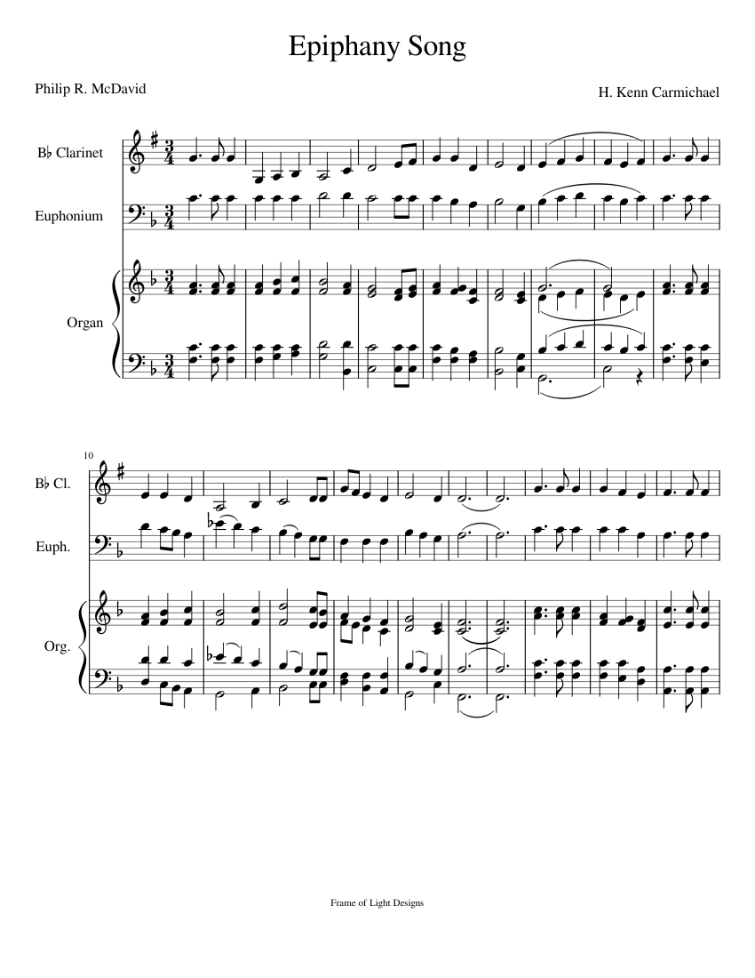 Epiphany_Song Sheet music for Organ, Euphonium, Clarinet in b-flat ...