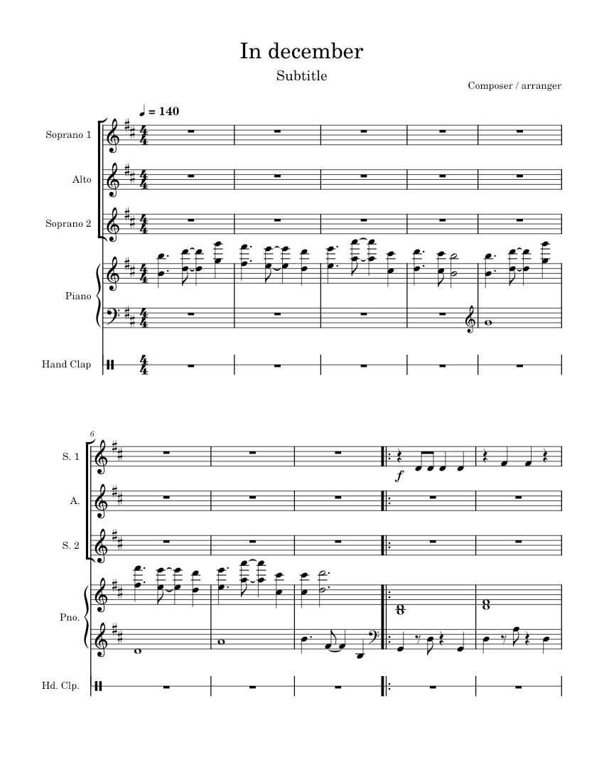 In December – Teresa Jennings Sheet music for Piano, Drum group ...
