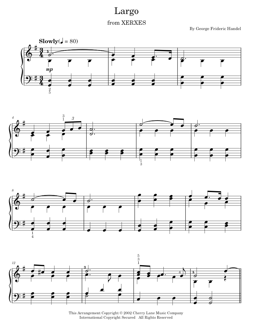 Play Official version of Largo from 'Xerxes' sheet music by Georg ...