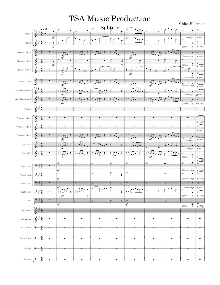 TSA Music Production Sheet music for Trombone, Tuba, Flute, Saxophone ...