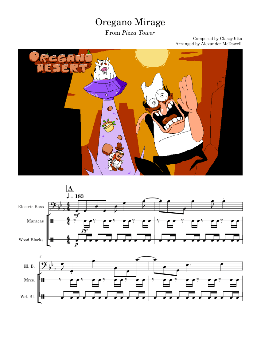 Oregano Mirage - ClascyJitto | Pizza Tower OST Sheet Music for Guitar ...