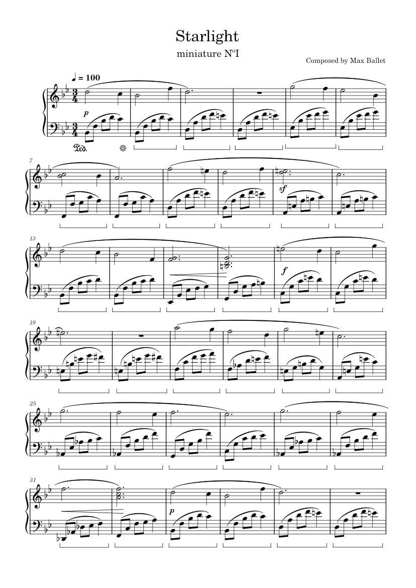 Starlight Miniature 1 – mballet90 Sheet music for Piano (Solo) Easy ...