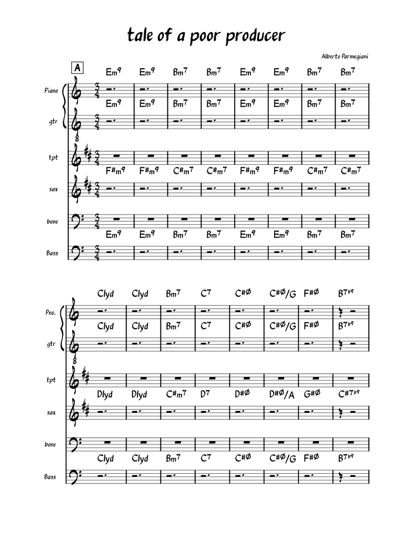 tale_of_a_poor_producer Sheet music for Piano, Trombone, Saxophone tenor, Trumpet in b-flat ...