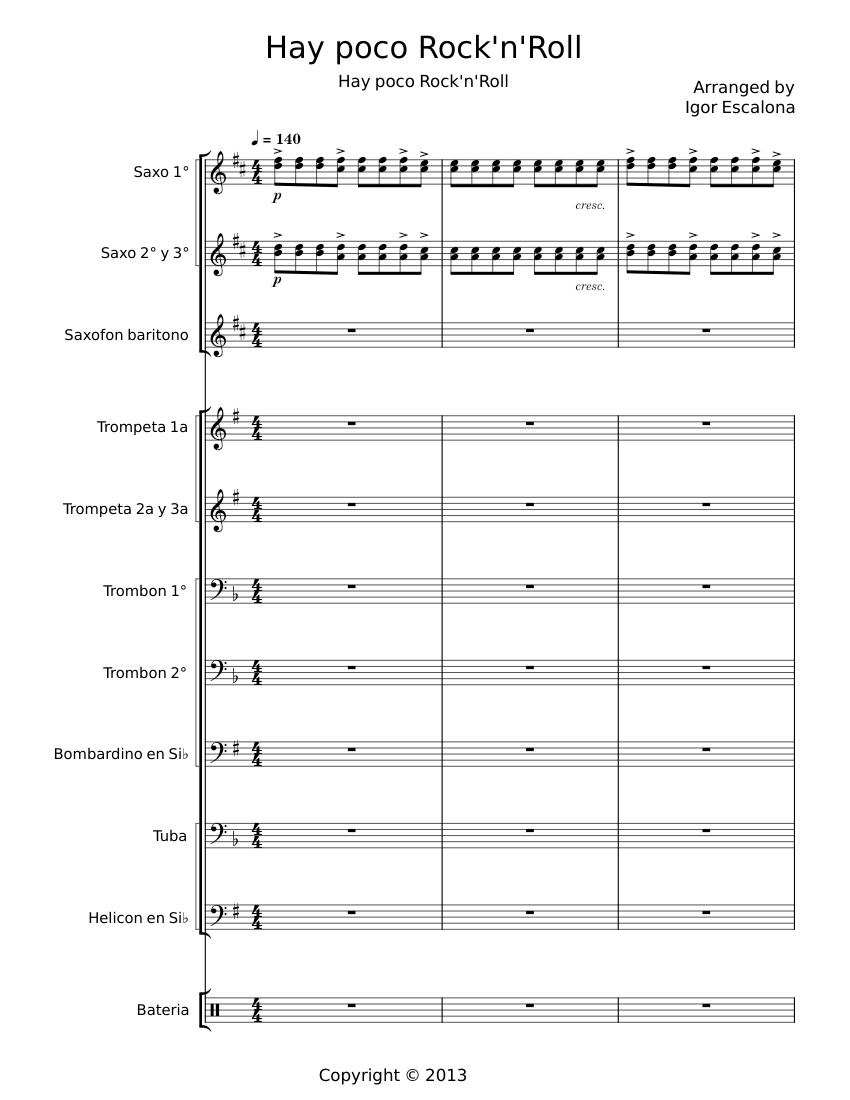 Hay poco Rock'n'Roll – Platero y tú Sheet music for Trombone, Tuba ...