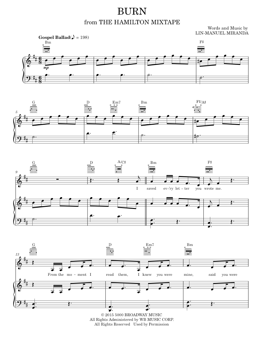 Burn Sheet music for Piano, Vocals by Andra Day Official | MuseScore.com
