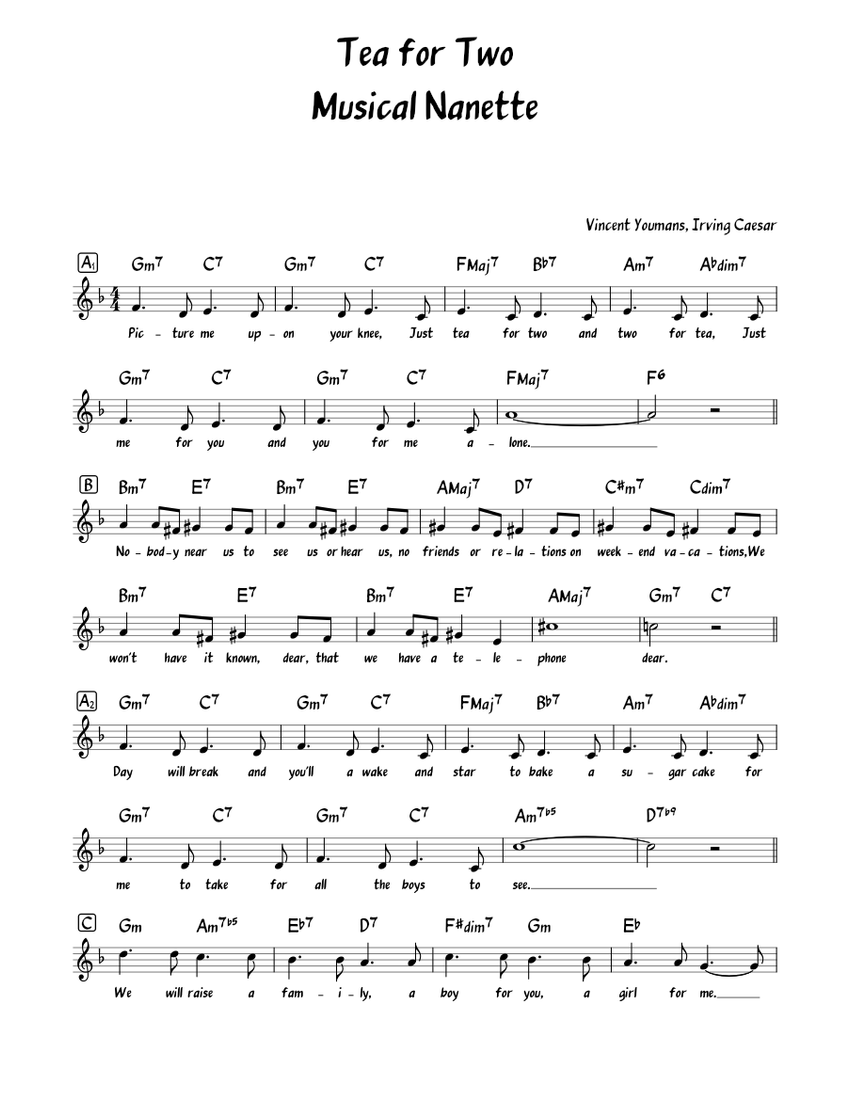 Tea for Two Sheet music for Piano (Solo) | Musescore.com