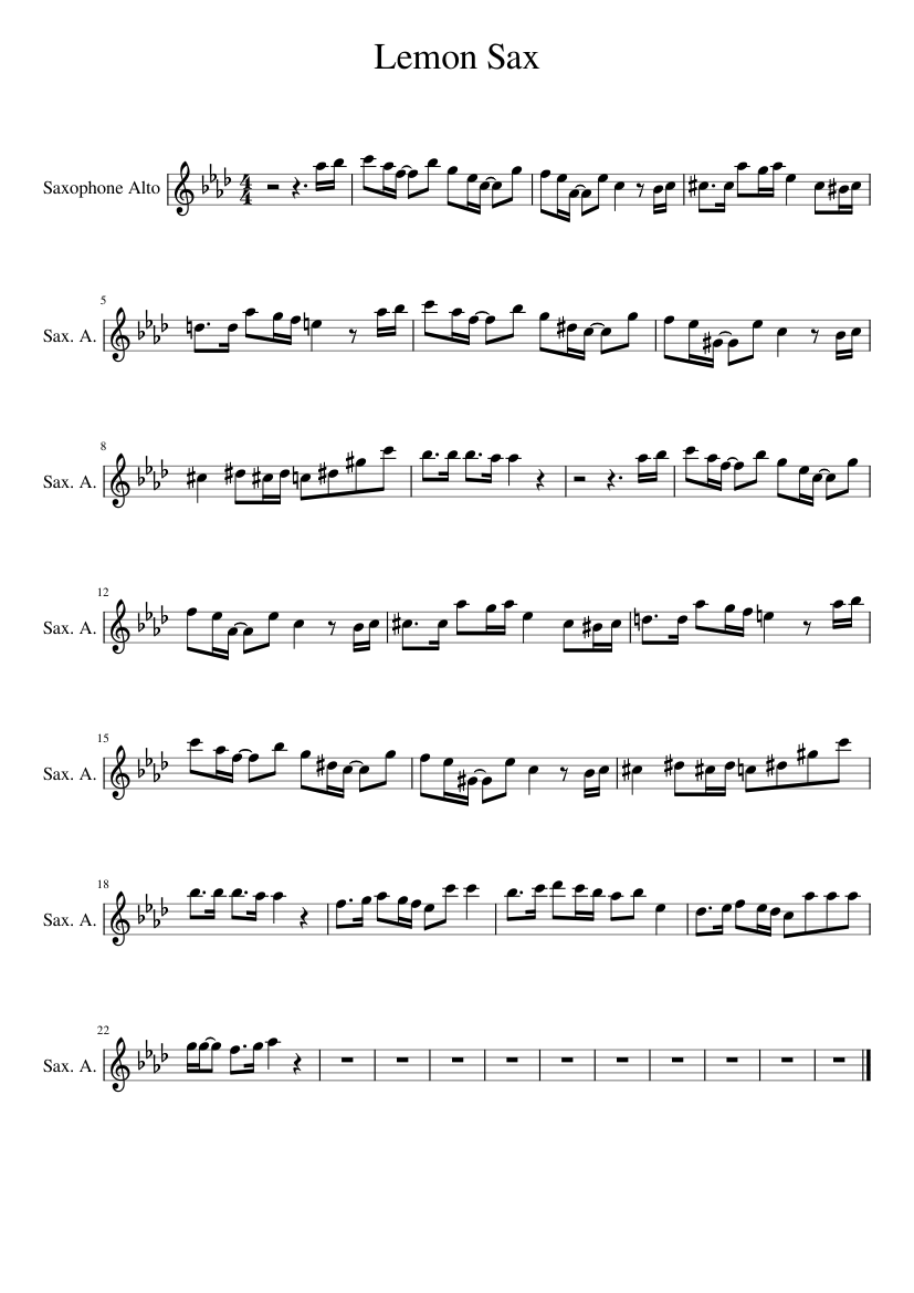 Lemon Sax Sheet music for Saxophone alto (Solo) | Musescore.com