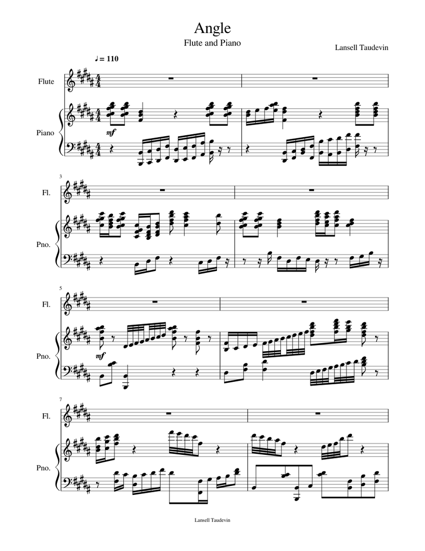 Angle Sheet music for Piano, Flute (Solo) | Musescore.com