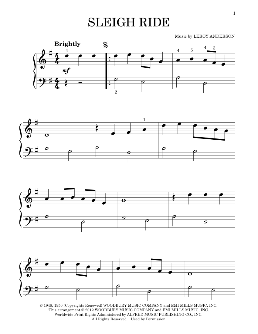 Play Official version of Sleigh Ride sheet music by Leroy Anderson for ...