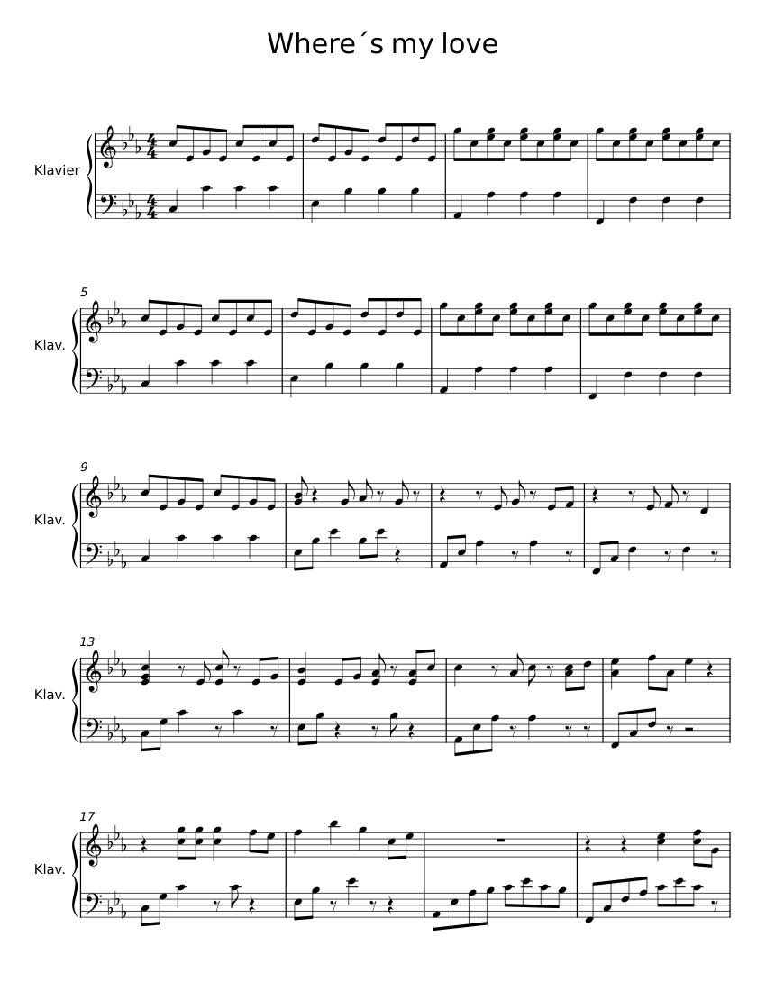 Where´s my love Sheet music for Piano (Piano Duo) | Musescore.com