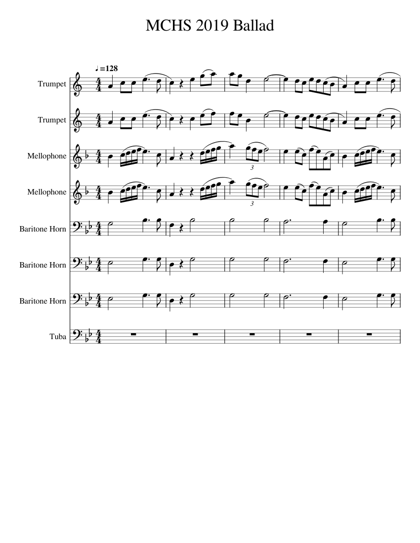 MCHS 2019 Ballad Hit Sheet music for Tuba, Mellophone, Baritone horn ...