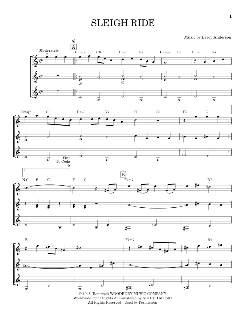 Play Official version of Sleigh Ride sheet music by Leroy Anderson for ...