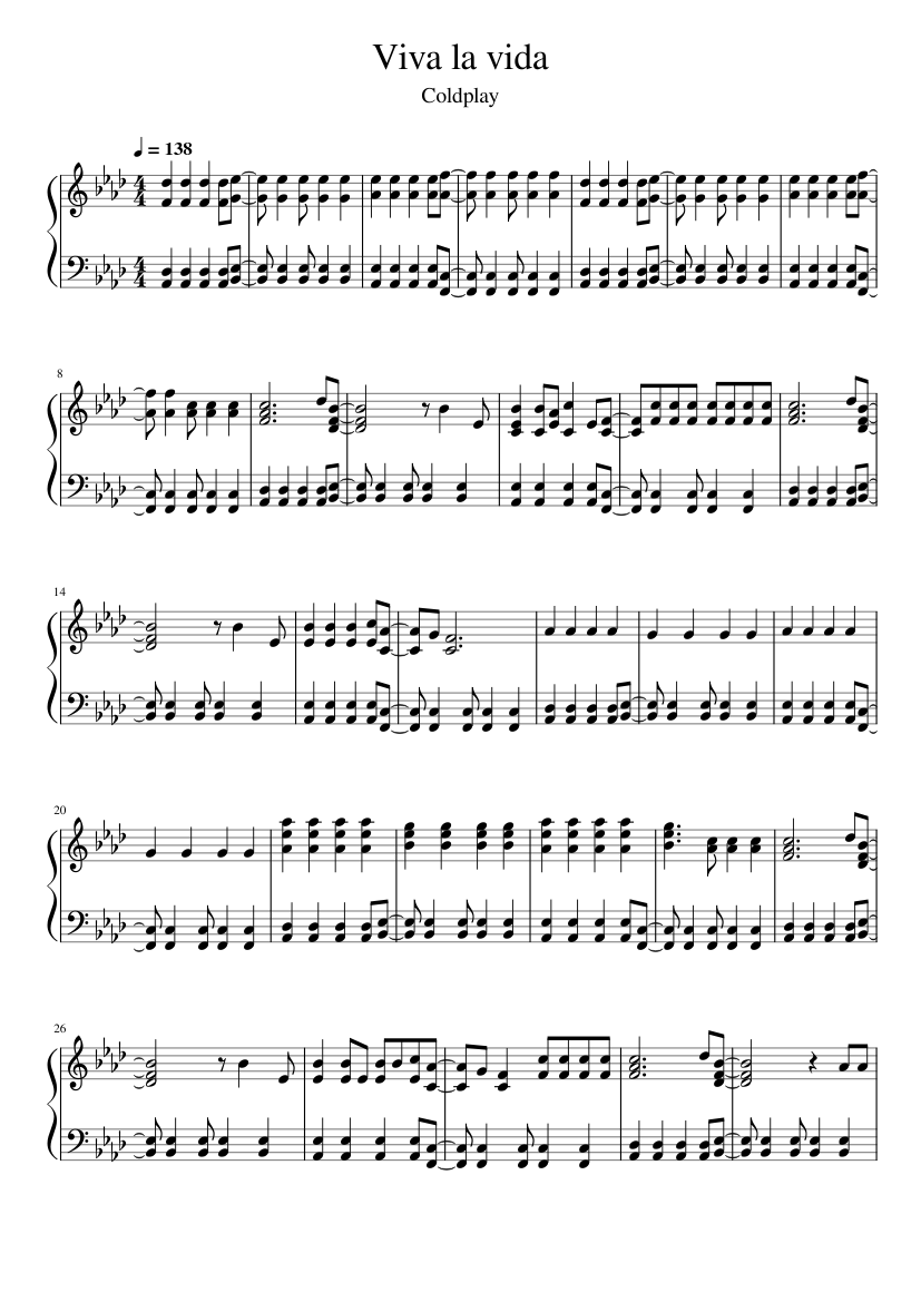 Viva la vida – Coldplay Viva la vida Sheet music for Piano (Solo) Easy | Musescore.com