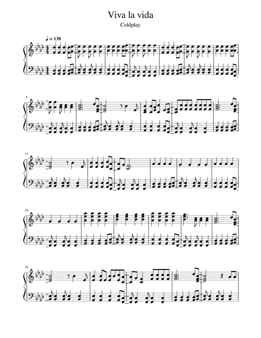 Viva la vida – Coldplay Viva la vida Sheet music for Piano (Solo) Easy ...