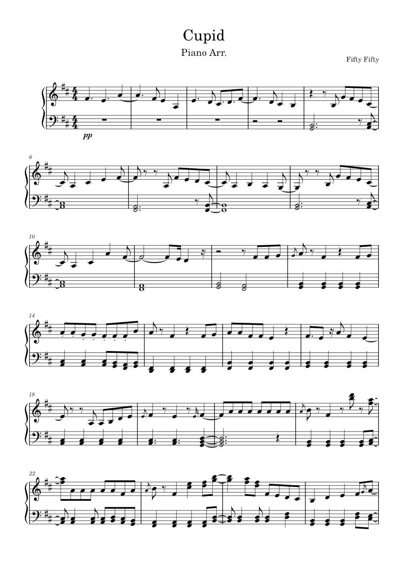 Cupid – Fifty Fifty Sheet Music for Piano (Solo) | MuseScore.com