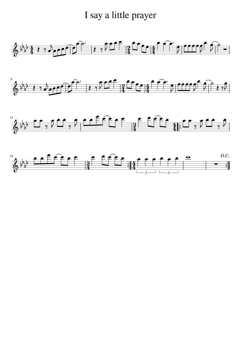 I say a little prayer – Aretha Franklin Sheet music for Piano (Solo) Easy | Musescore.com