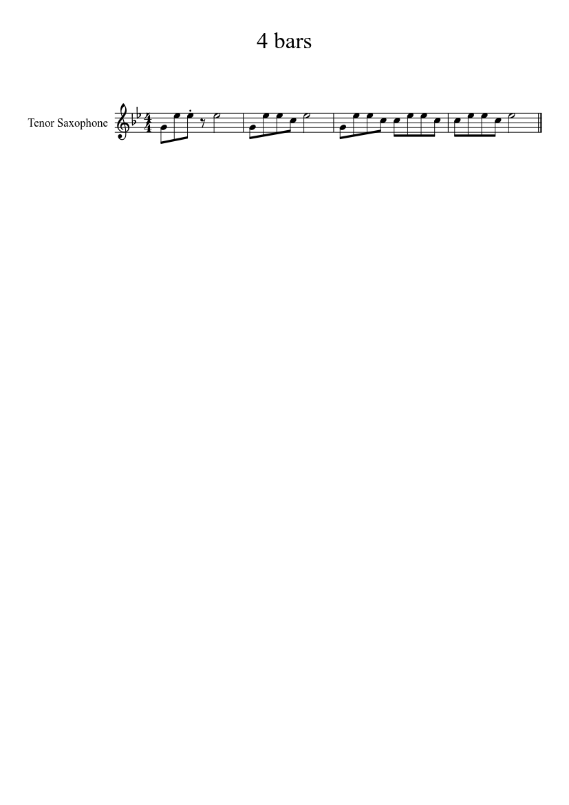 4 bars Sheet music for Saxophone tenor (Solo) | Musescore.com