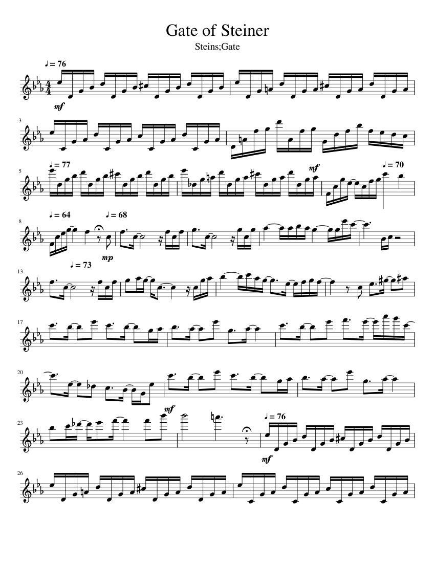 Gate of Steiner (Steins;Gate) (Flute Solo) *In Progress Sheet music for ...