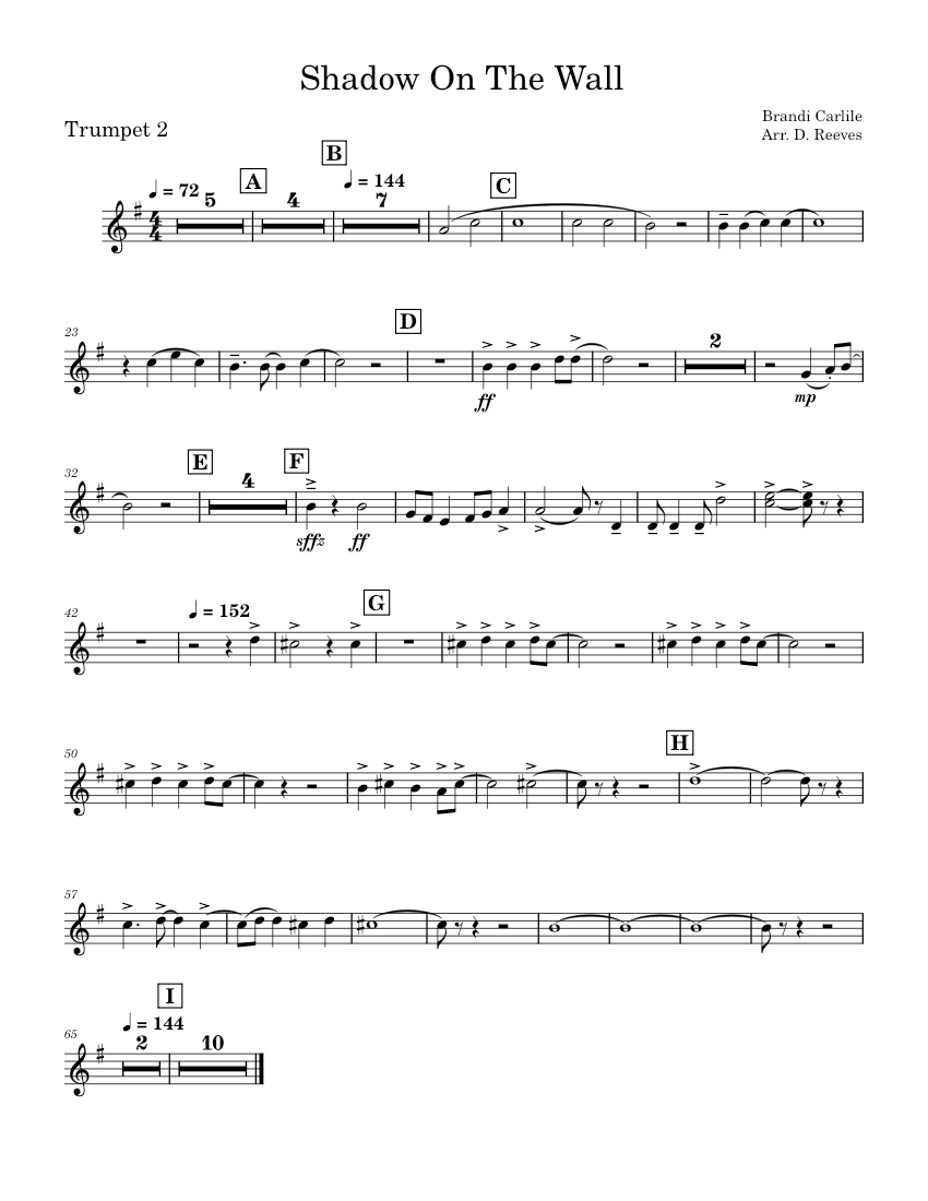 Shadow on the wall – Brandi Carlile Tpt 2 Shadow On The Wall Sheet ...