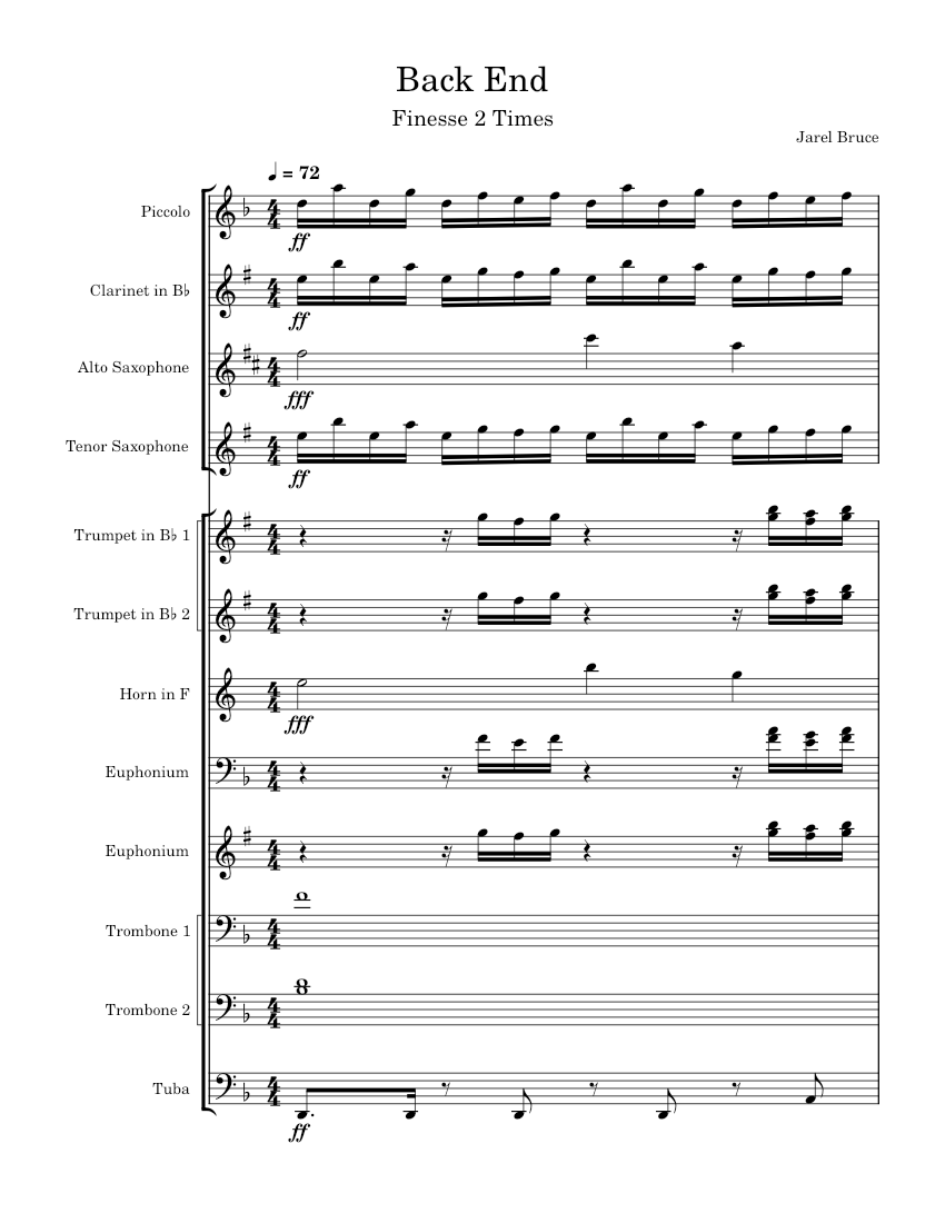 Back End – Finesse2Tymes Sheet music for Trombone, Tuba, Oboe ...
